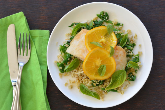 Crispy Fish & Cracked Freekeh with Orange, Thai Basil & Chili Glaze ...