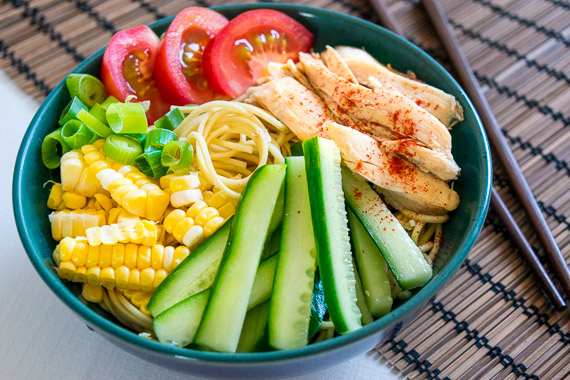 Chicken Hiyashi Chuka with Ramen Noodles, Corn & Summer Vegetables ...