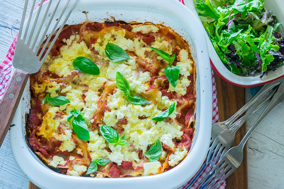 Zucchini & Pasta Lasagne with Mixed Lettuce Leaves - Blog - You Plate ...