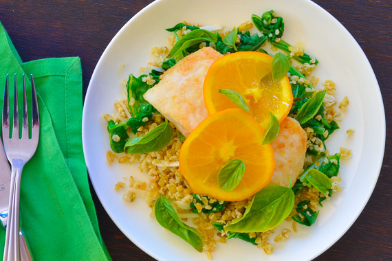 Crispy Fish & Cracked Freekeh with Orange, Thai Basil & Chili Glaze ...